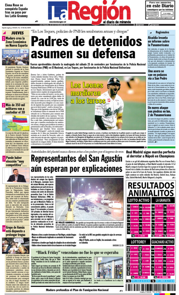 Portada de hoy #30Nov - La Region